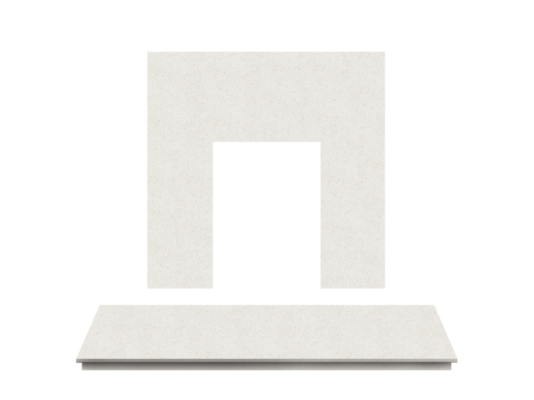 Blanco Micro Marble Fireplace Back Panel & Hearth Set - Designer Fireplaces