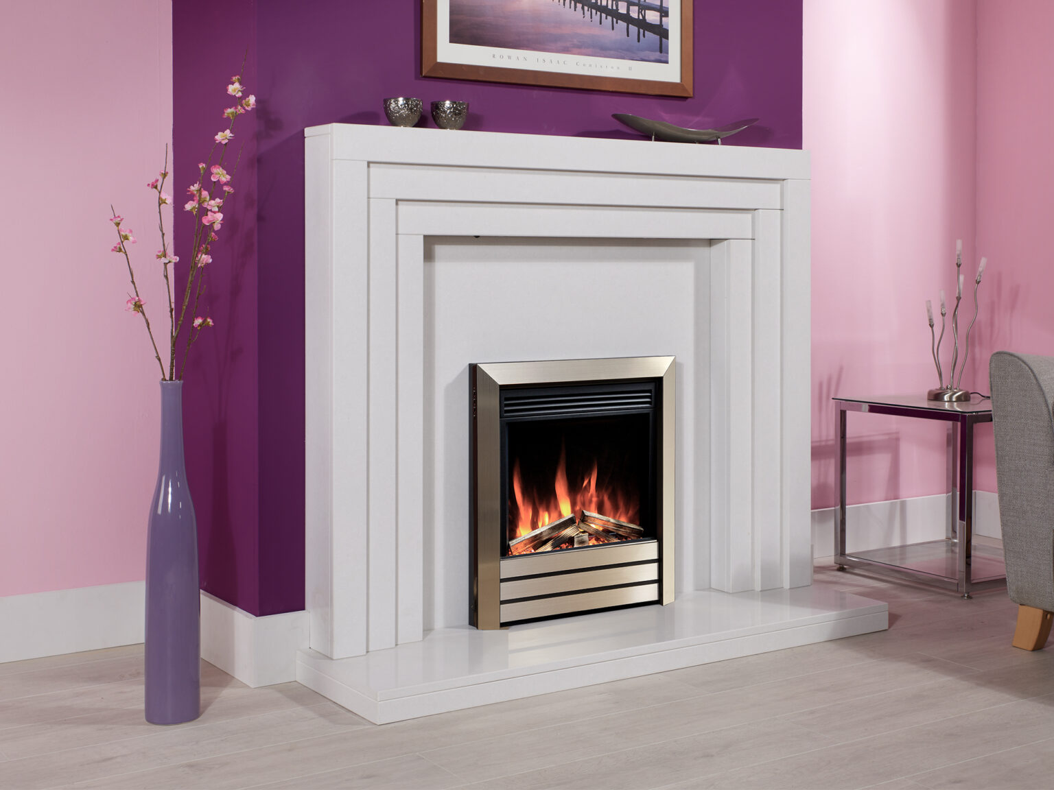 Contemporary Marble Electric Fire Suite - Designer Fireplaces