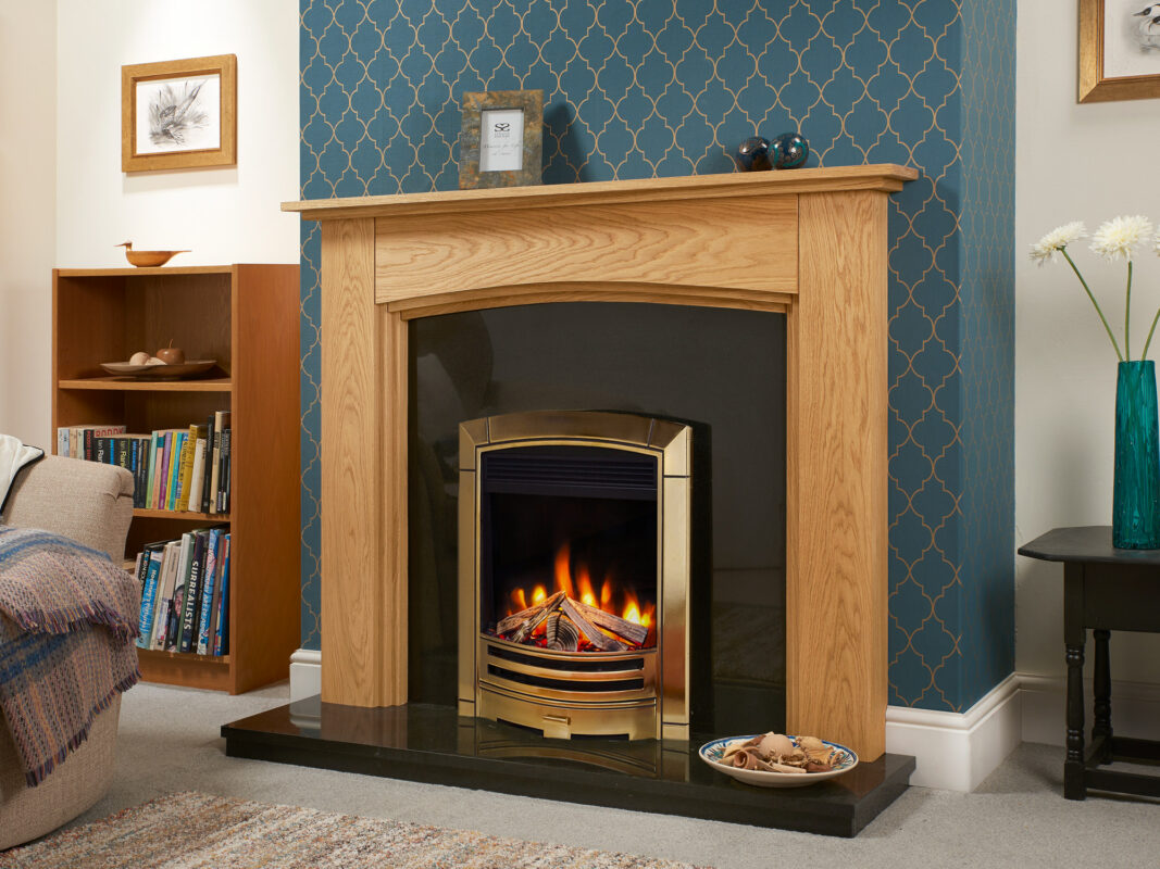 Lyndhurst Solid Oak Electric Fire Suite - Designer Fireplaces