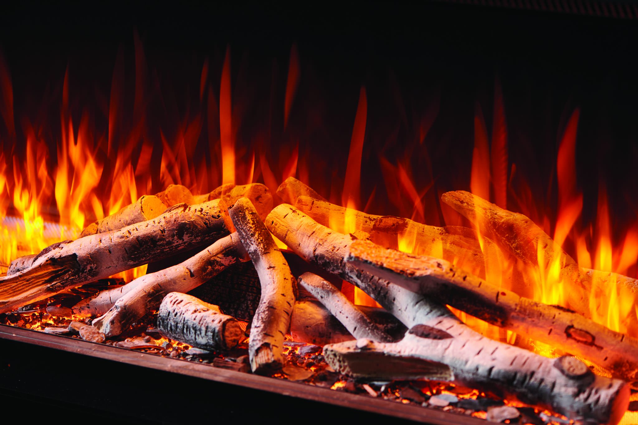 Orleans Media Wall: Media Wall With Fire & Solid Oak Inlay