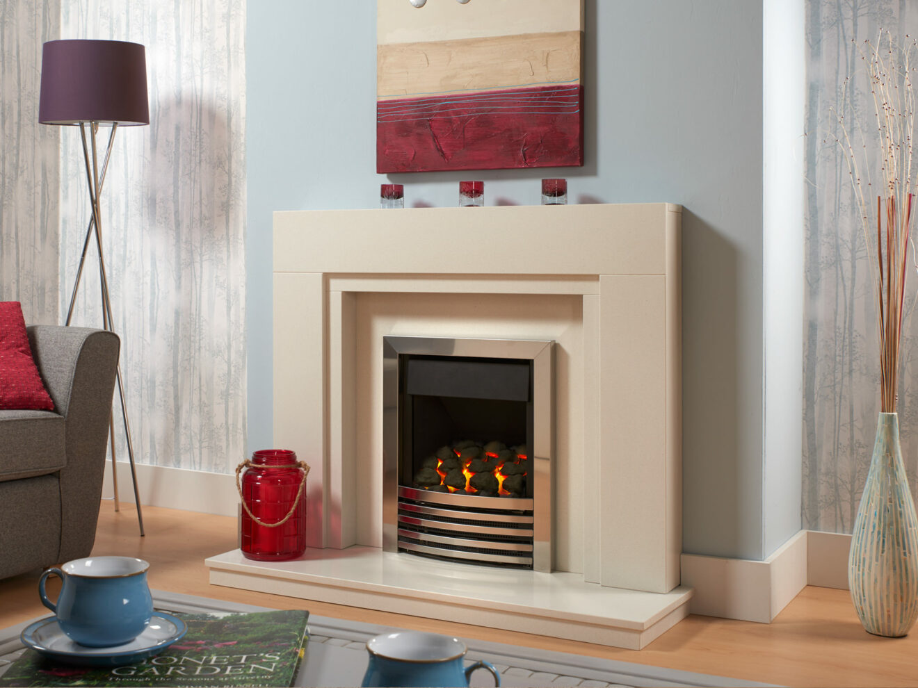 Stepped Modern Marble Fireplace - Designer Fireplaces