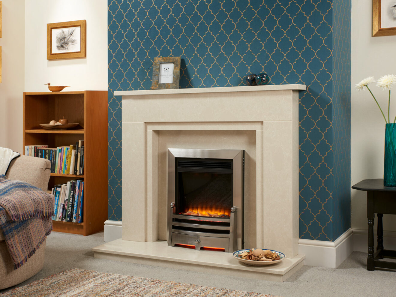 Stepped Wendle Marble Fireplace - Designer Fireplaces