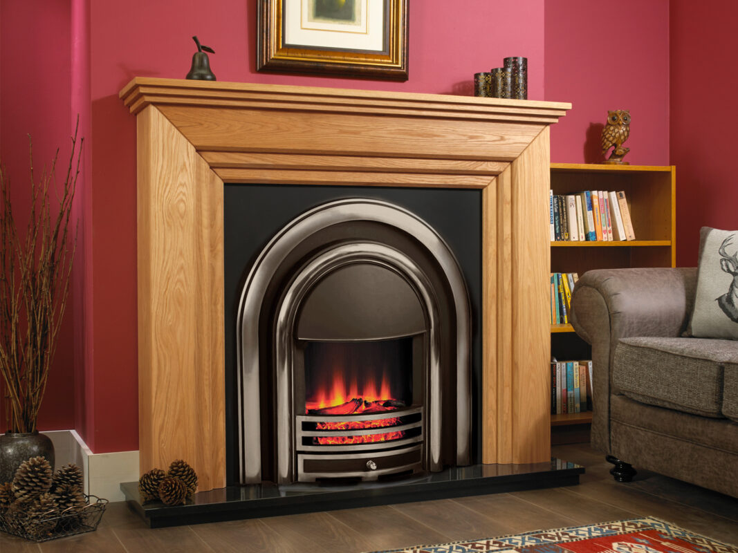 Venice Solid Oak Freestanding Electric Suite - Designer Fireplaces