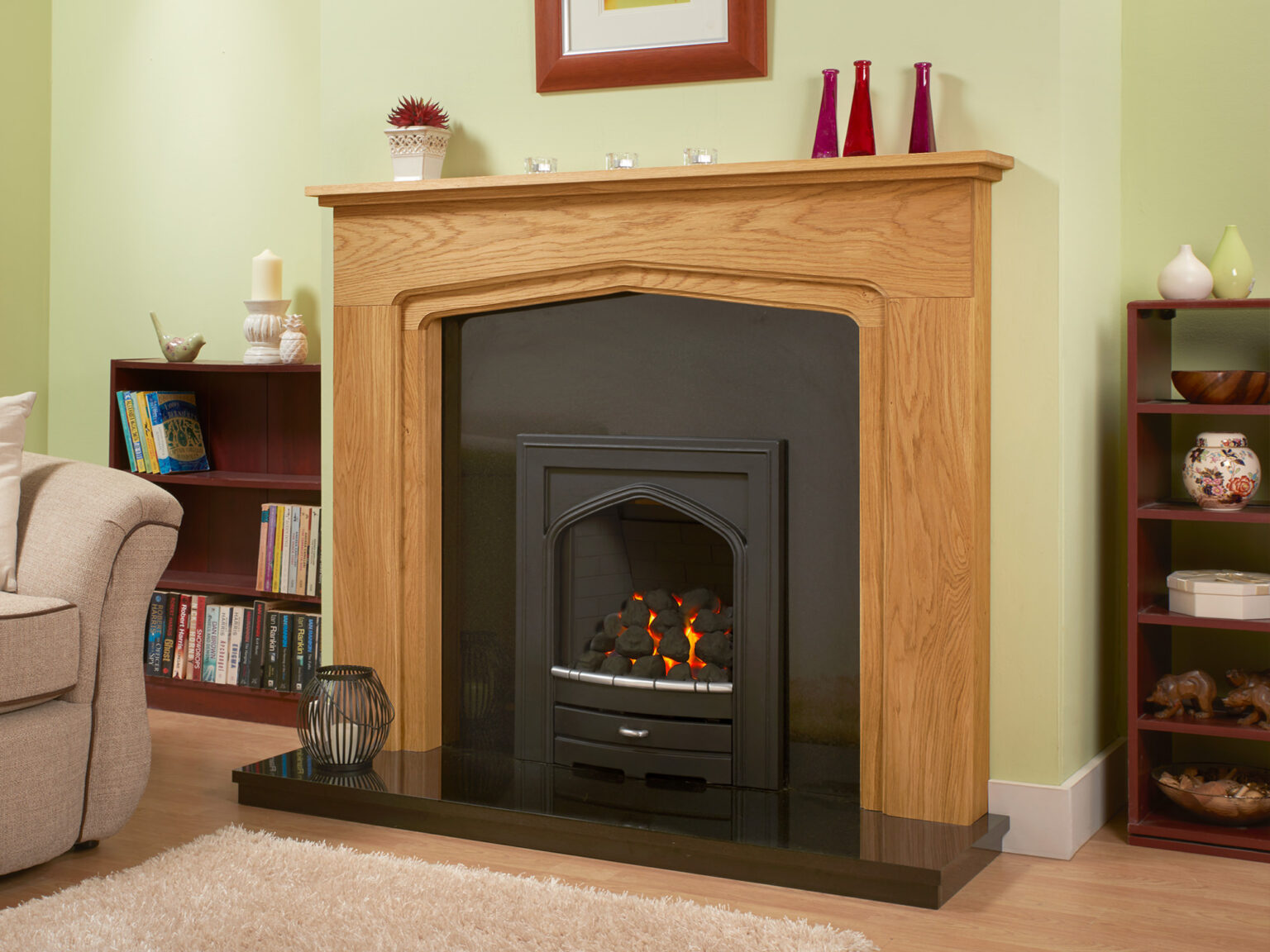 Cathedral Solid Oak Fire Surround - Designer Fireplaces