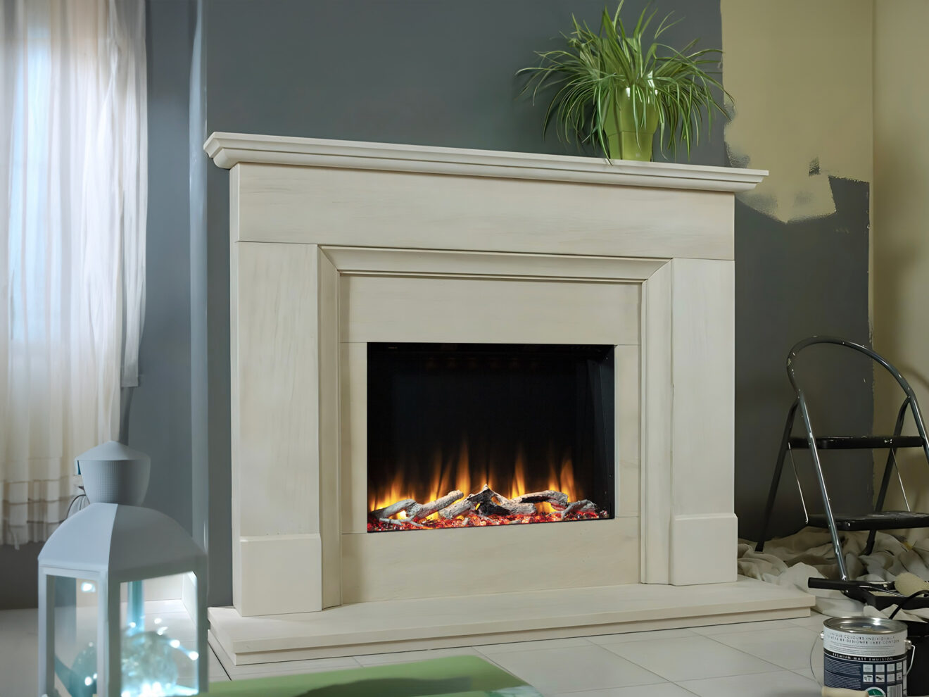 Rayleigh Limestone Electric Fireplace Suite - Designer Fireplaces