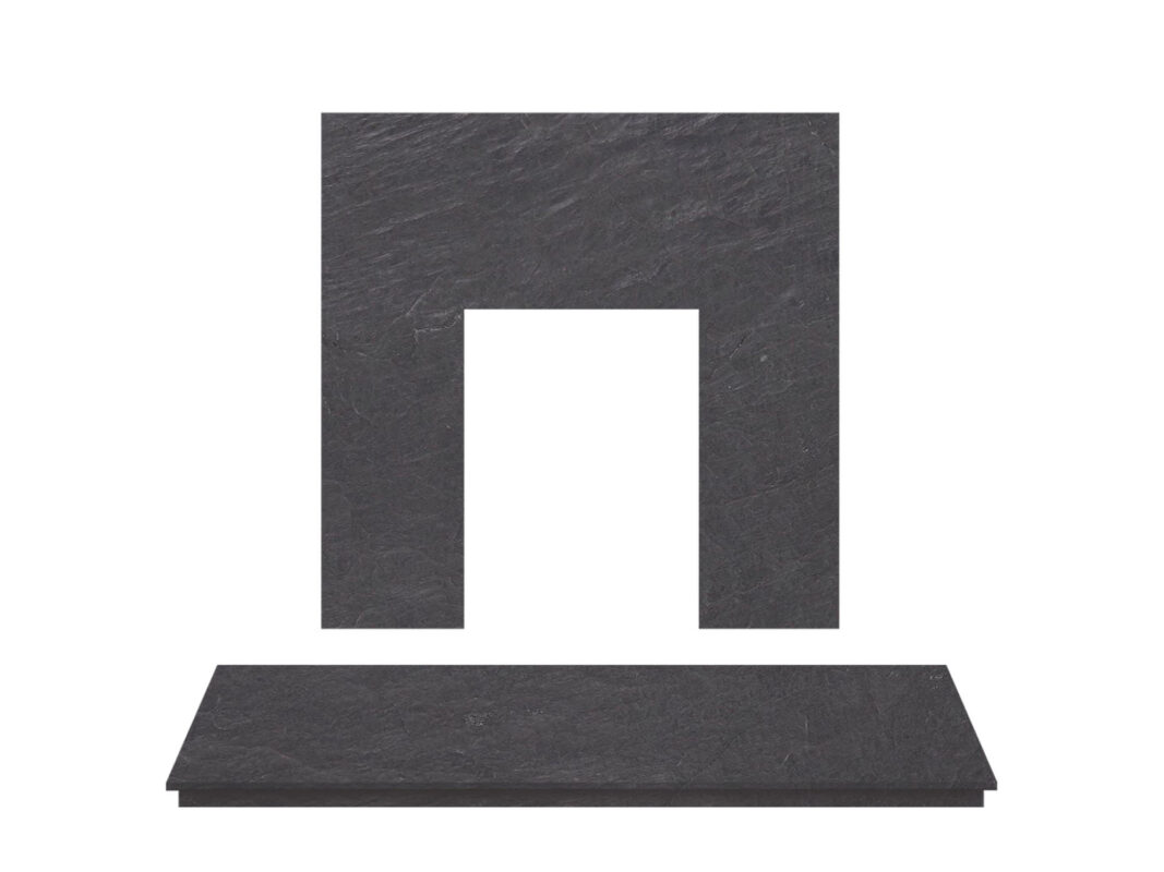 Riven Slate Fireplace Back Panel & Hearth Set - Designer Fireplaces