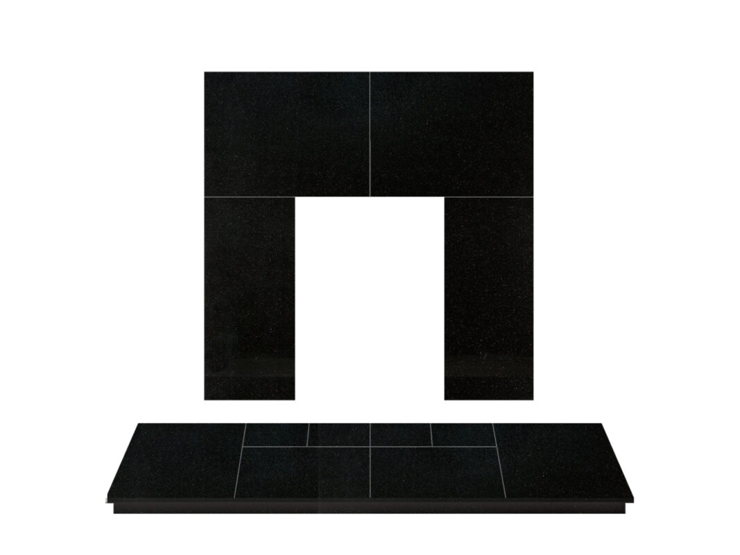 Polished Black Granite Fireplace Back Panel & Hearth Set - Designer ...